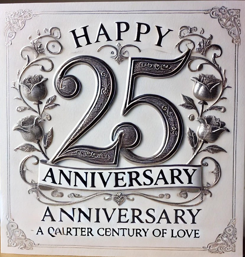 25th Wedding Anniversary Card. – All Things Dotty